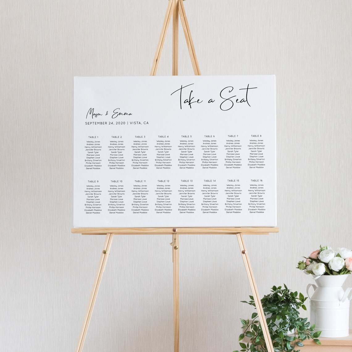 Lillie Modern Seating Chart Template Horizontal Minimalist | Etsy