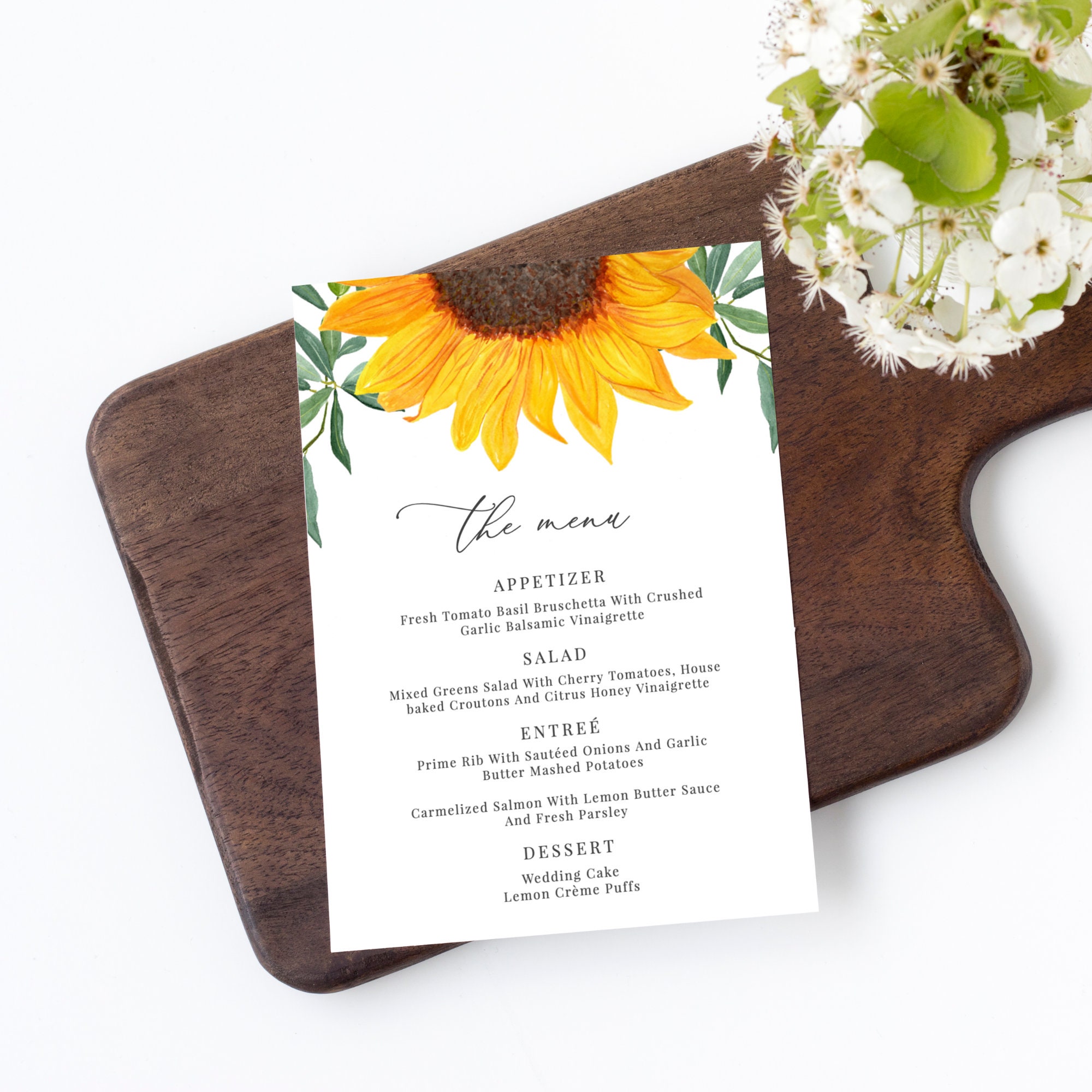 Maybelle Sunflower Wedding Menu Template Rustic Wedding - Etsy