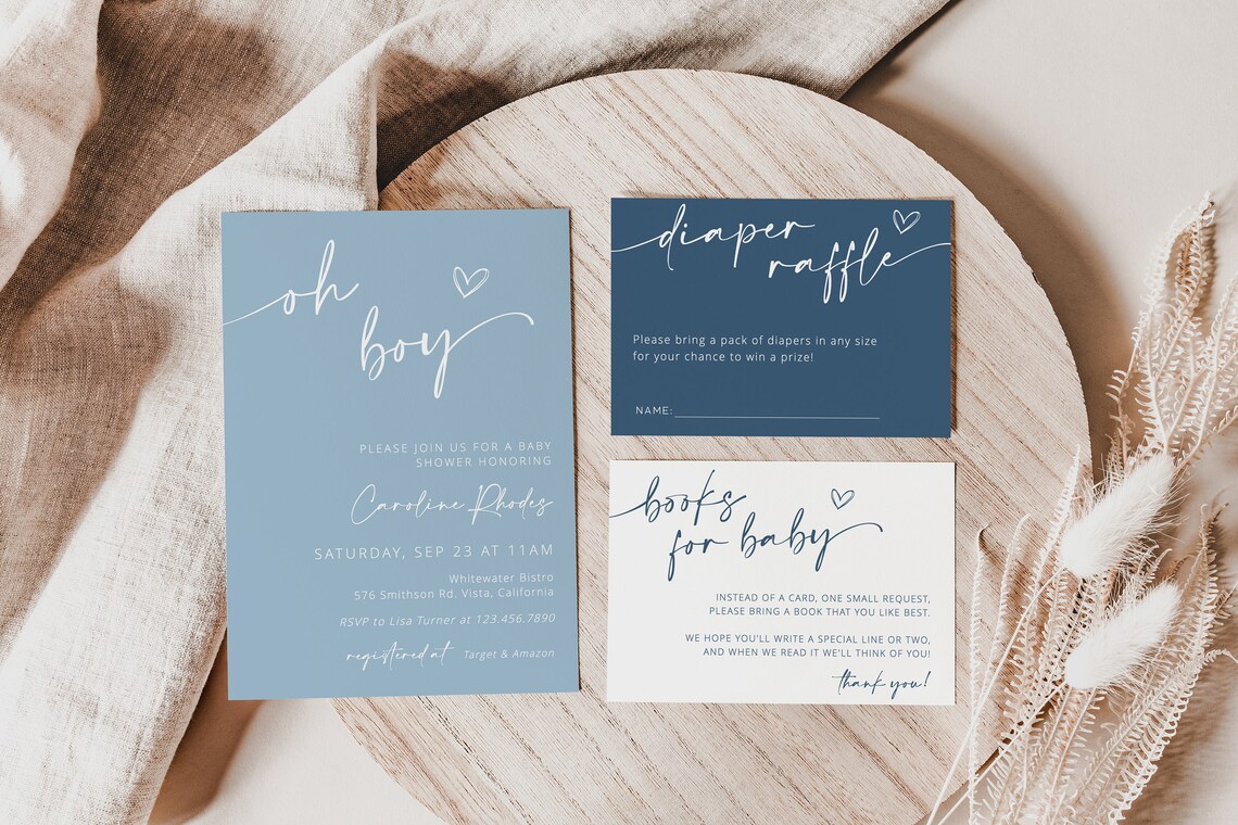 Editable Baby Shower Invitation Set, Oh Boy Baby Shower Invite ...