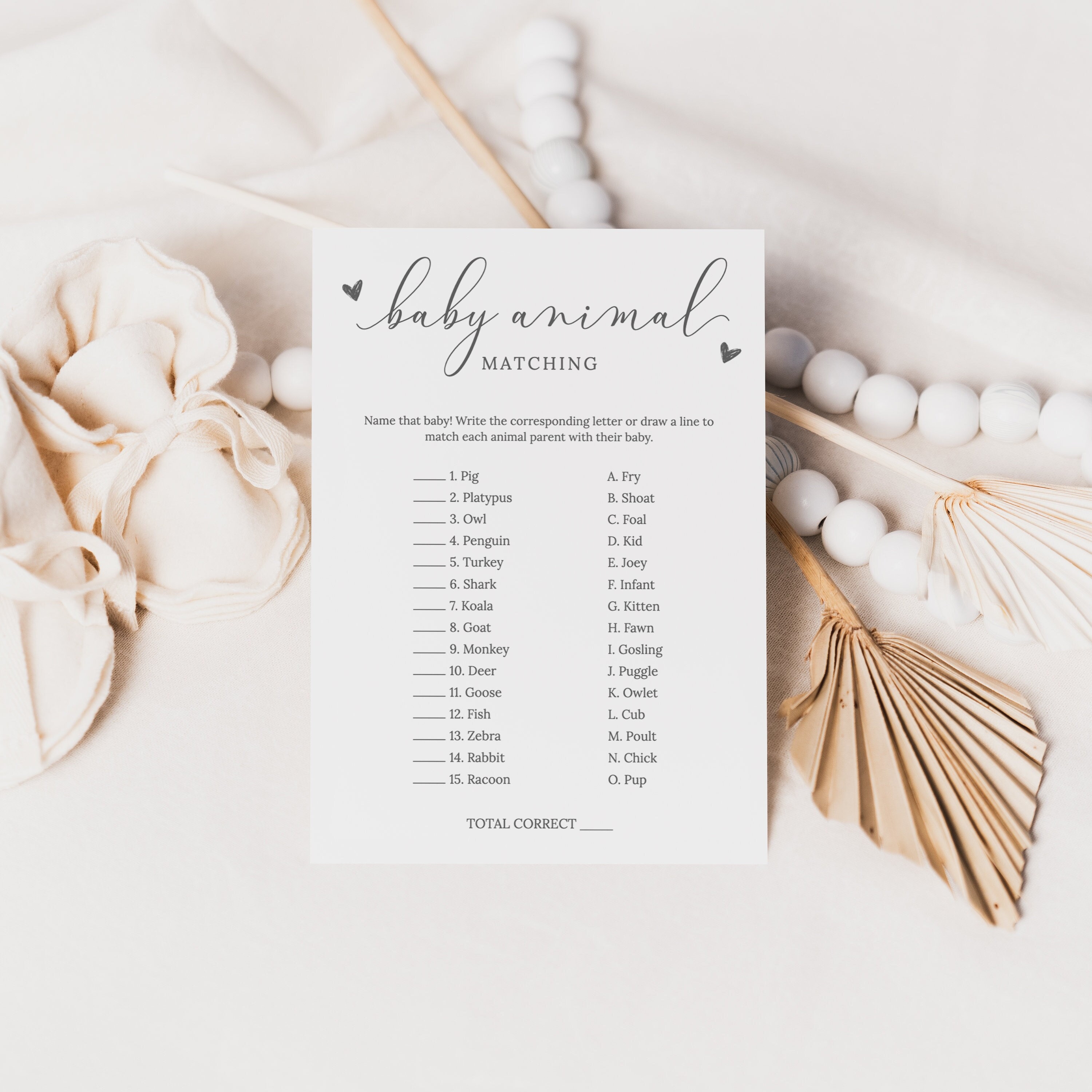 Baby Animal Matching Game, Baby Shower Games Printable, Match the Baby ...