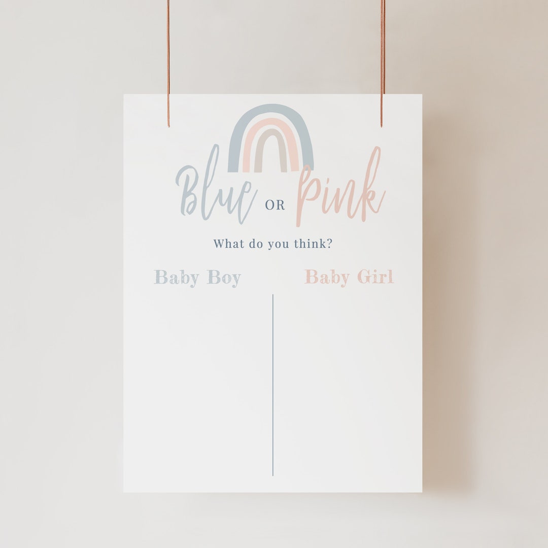 Rainbow Gender Reveal Voting Board, Dusty Pink and Blue Sign, Gender ...