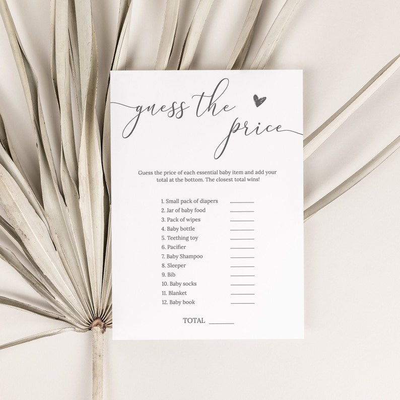 Baby Shower Guess the Price, Baby Shower Games Printable, Baby Shower ...