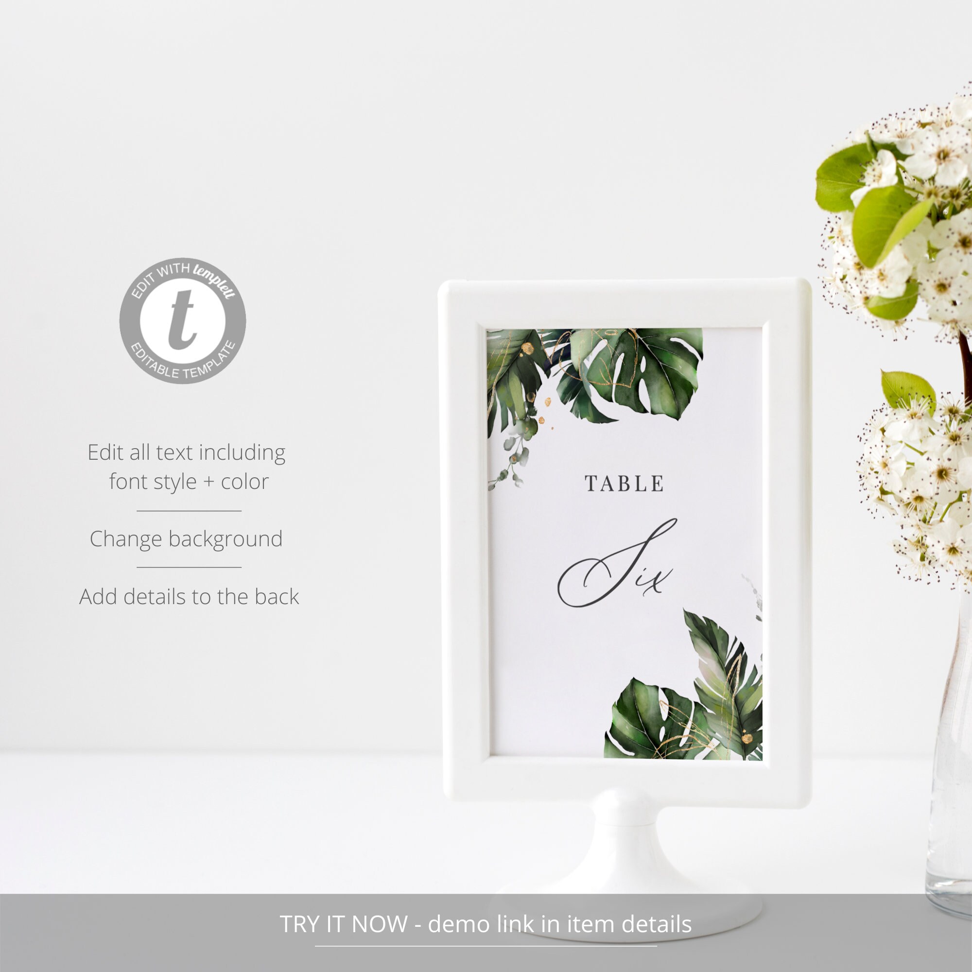 Nalani Tropical Wedding Table Number Template Monstera Palm | Etsy