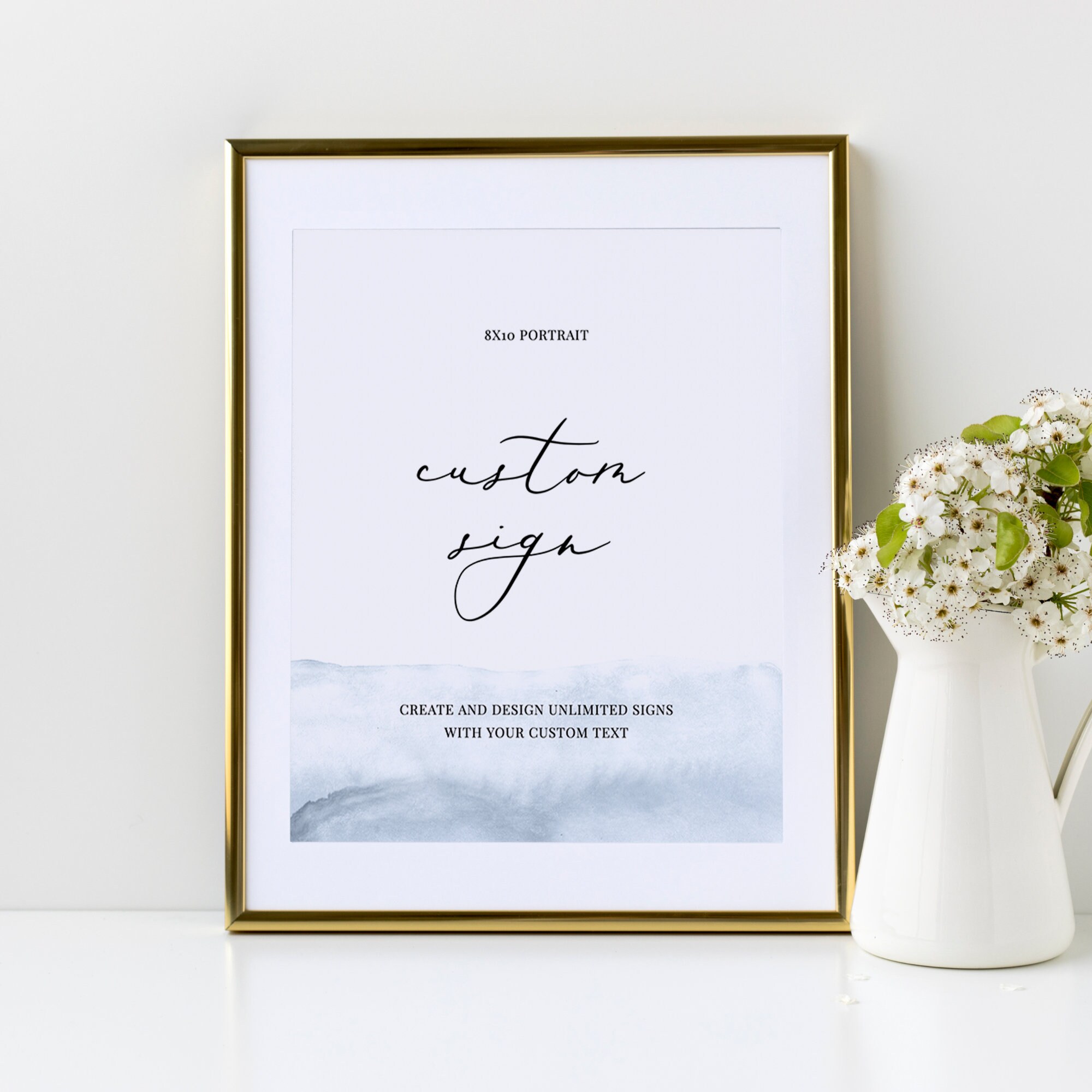 Cece Custom Wedding Sign Template Watercolor Dusty Blue - Etsy
