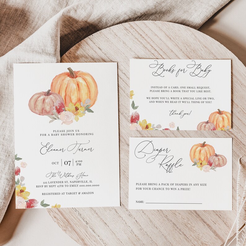 Penelope Pumpkin Baby Shower Invitation Template Autumn - Etsy