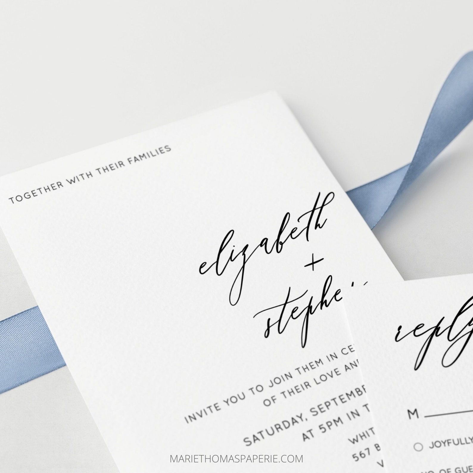 Eva - Wedding Invitation Template Download, Minimalist Modern Wedding ...