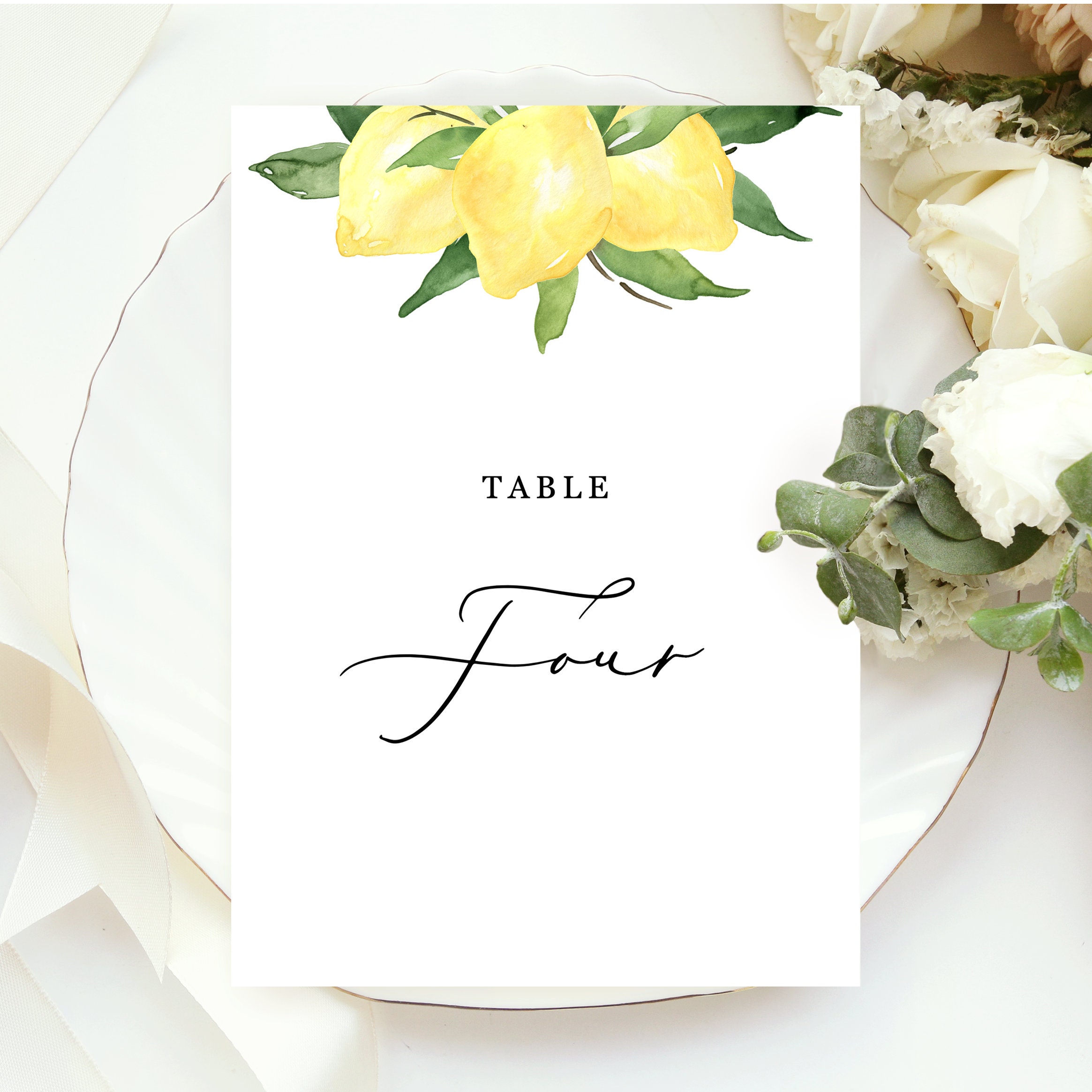 Lyla - Lemon Wedding Table Number Template, Summer Citrus Table Number ...