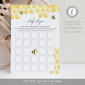 Bailee Honey Bee Baby Shower Games Printable, Bundle of 10, Honeycomb ...