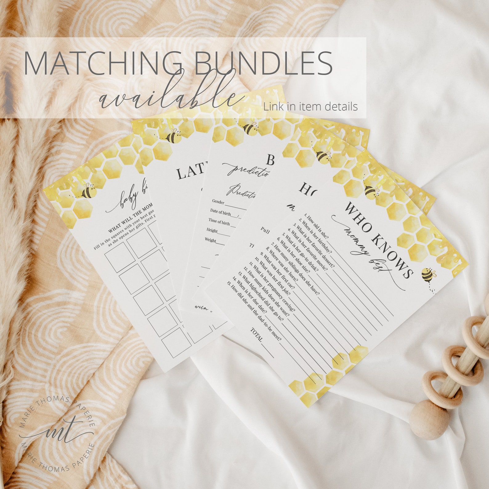 Baby Animal Matching, Honeycomb Baby Shower Games Printable, Honey Bee ...