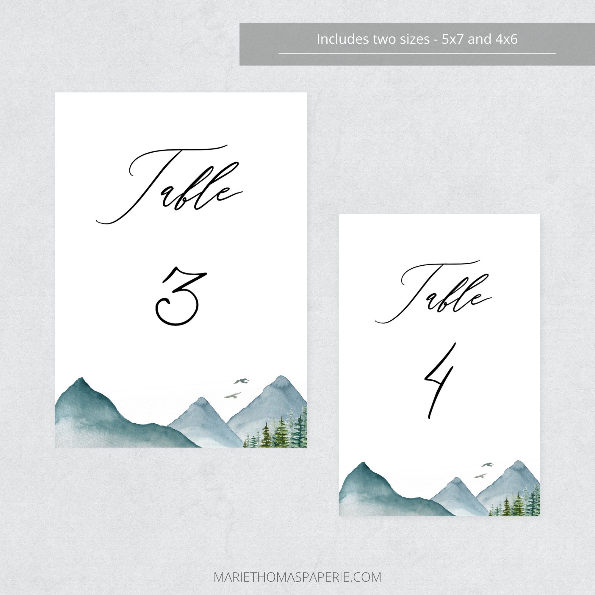 Clara Mountain Wedding Table Number Template Woodland | Etsy