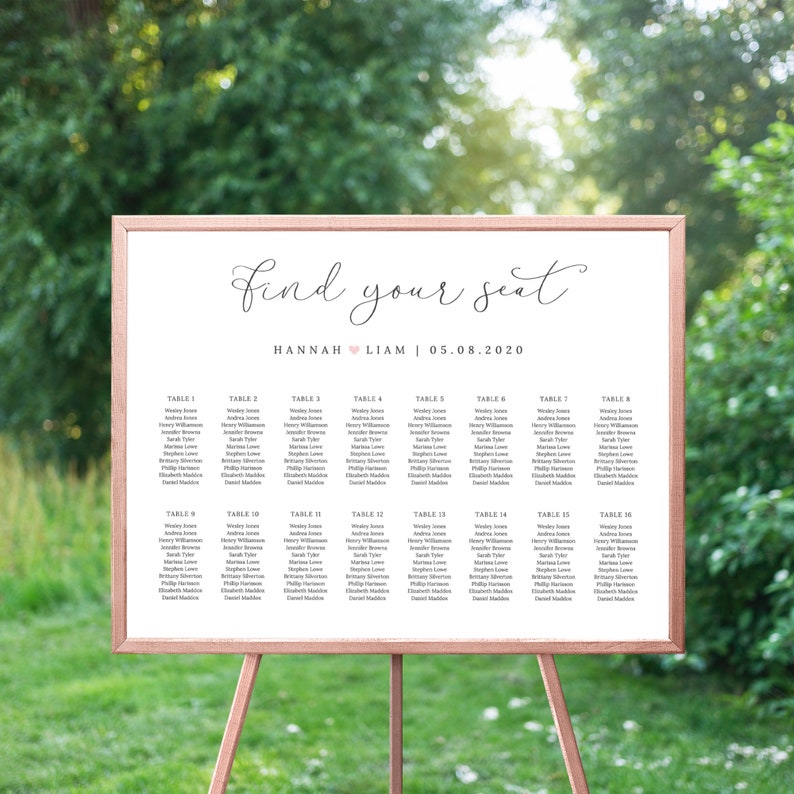 Lacie Modern Elegant Seating Chart Template Horizontal - Etsy