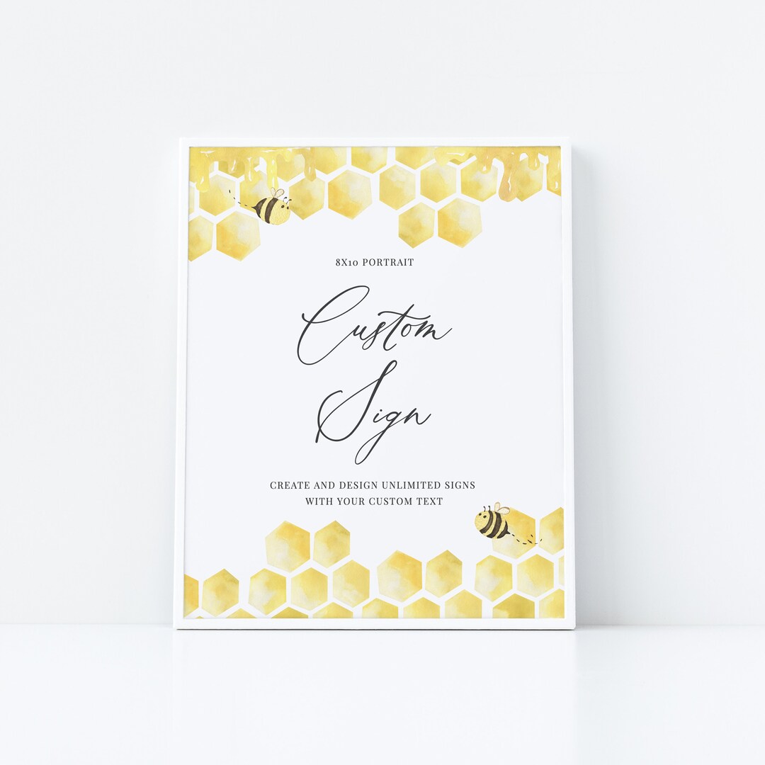 Honeycomb Custom Sign Template, Honey Bee Baby Shower Sign Kit, Create ...