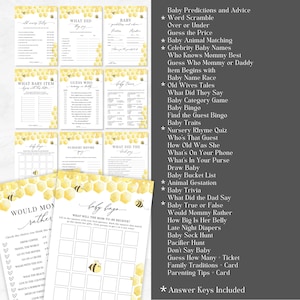 Editable Bee Baby Shower Game Bundle, Honey Bee Baby Shower Games ...