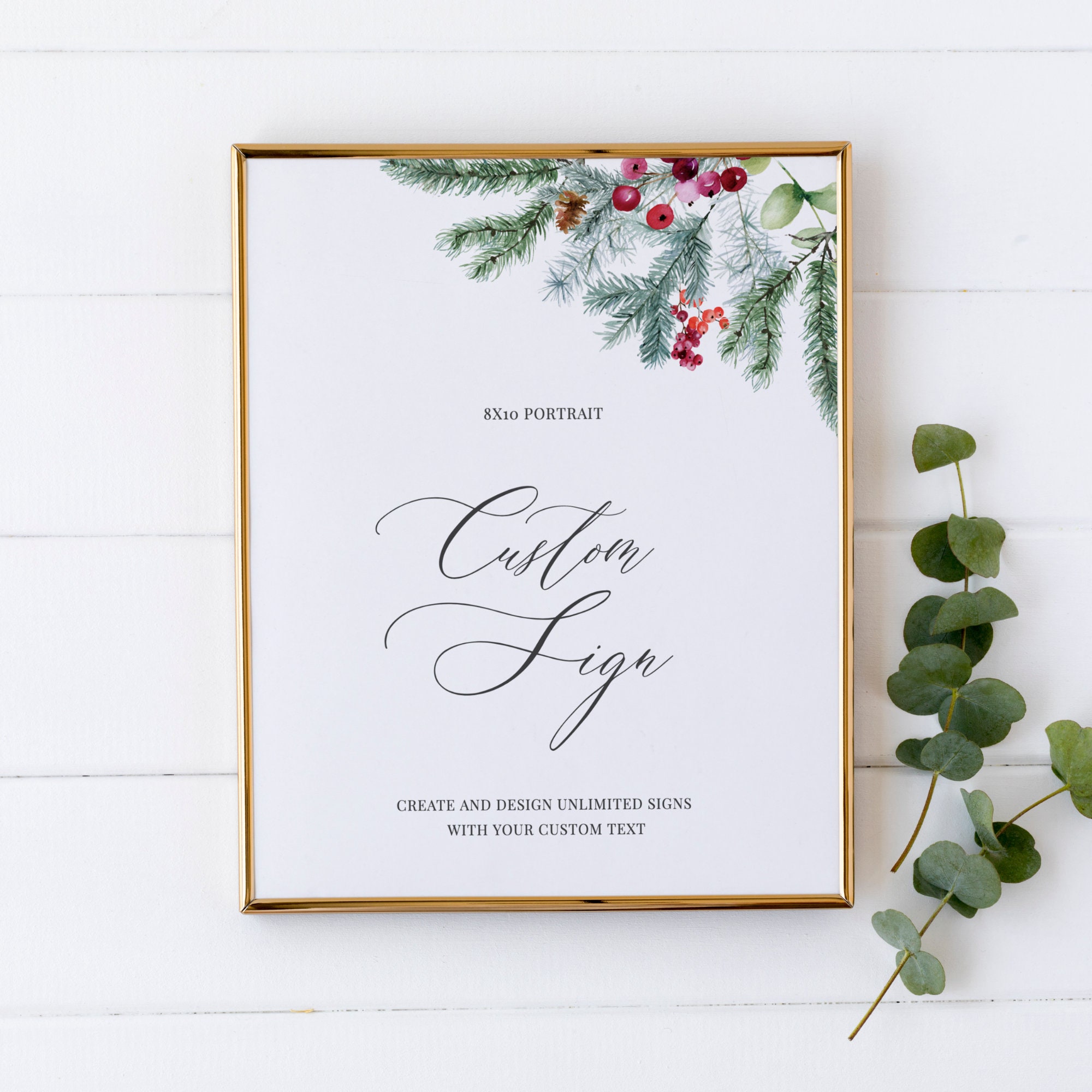 Noella Custom Wedding Sign Template Winter Pine Wedding - Etsy
