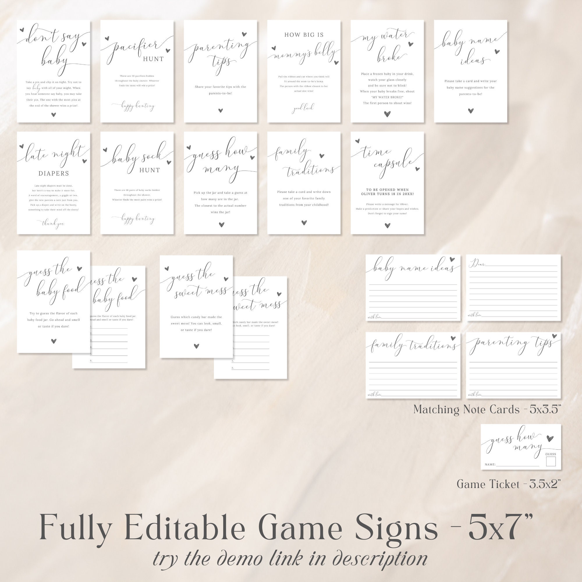 Baby Shower Game Bundle, Minimalist Baby Shower Games, Modern Baby ...