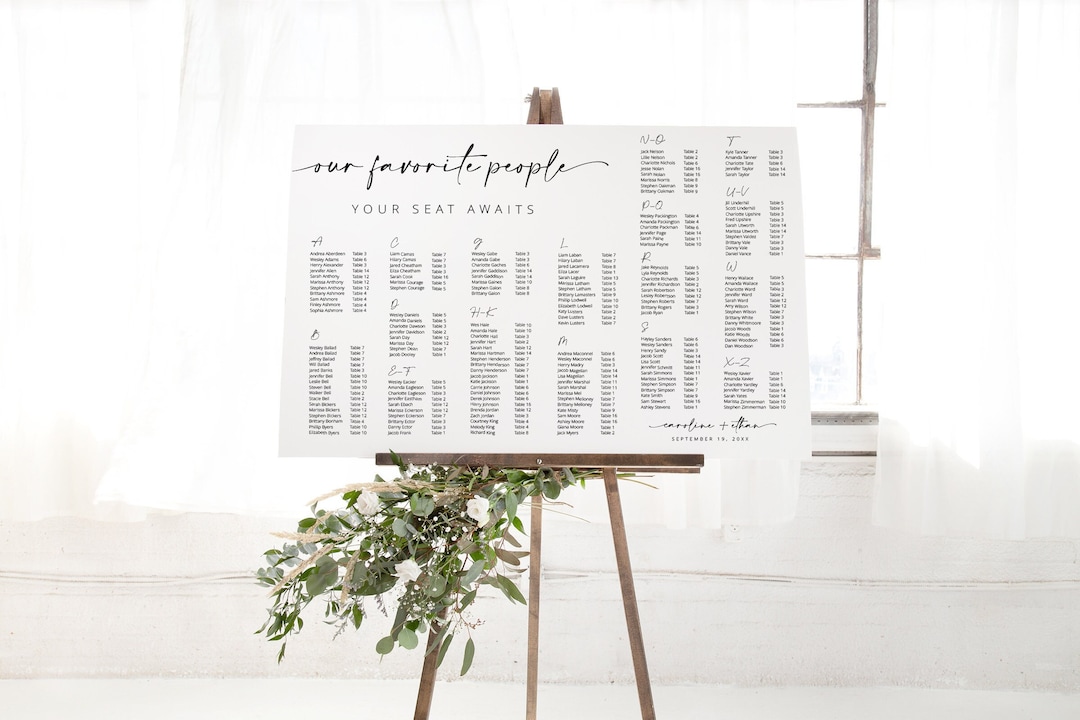 Alphabetical Elegant Seating Chart Template, Minimalist Seating Chart ...