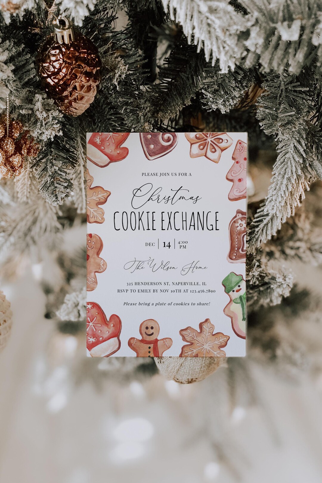 Christmas Cookie Exchange Invitation Template, Holiday Party Invite ...