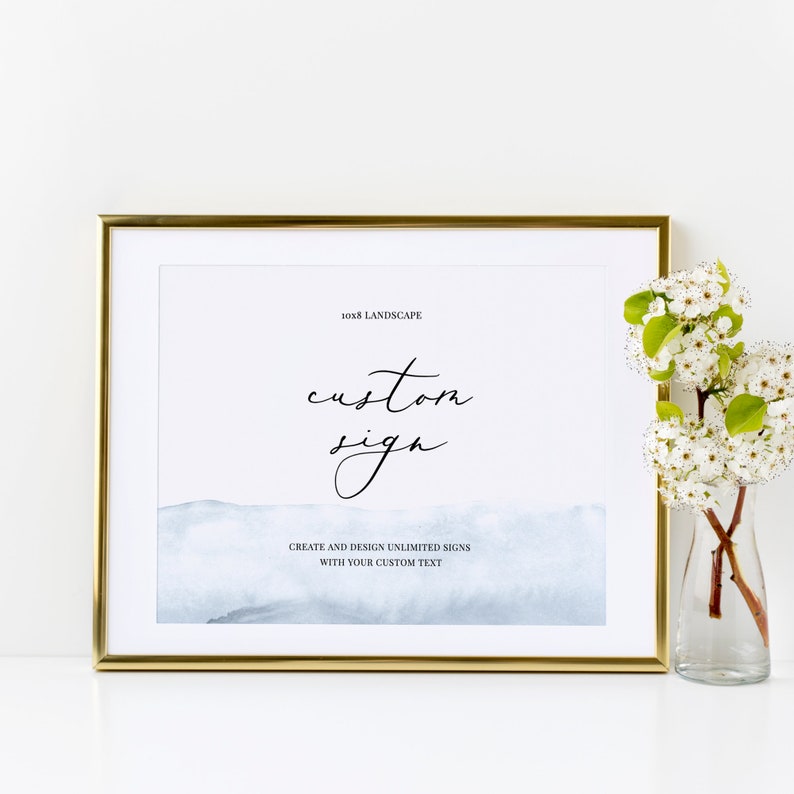 Cece Custom Wedding Sign Template Watercolor Dusty Blue - Etsy