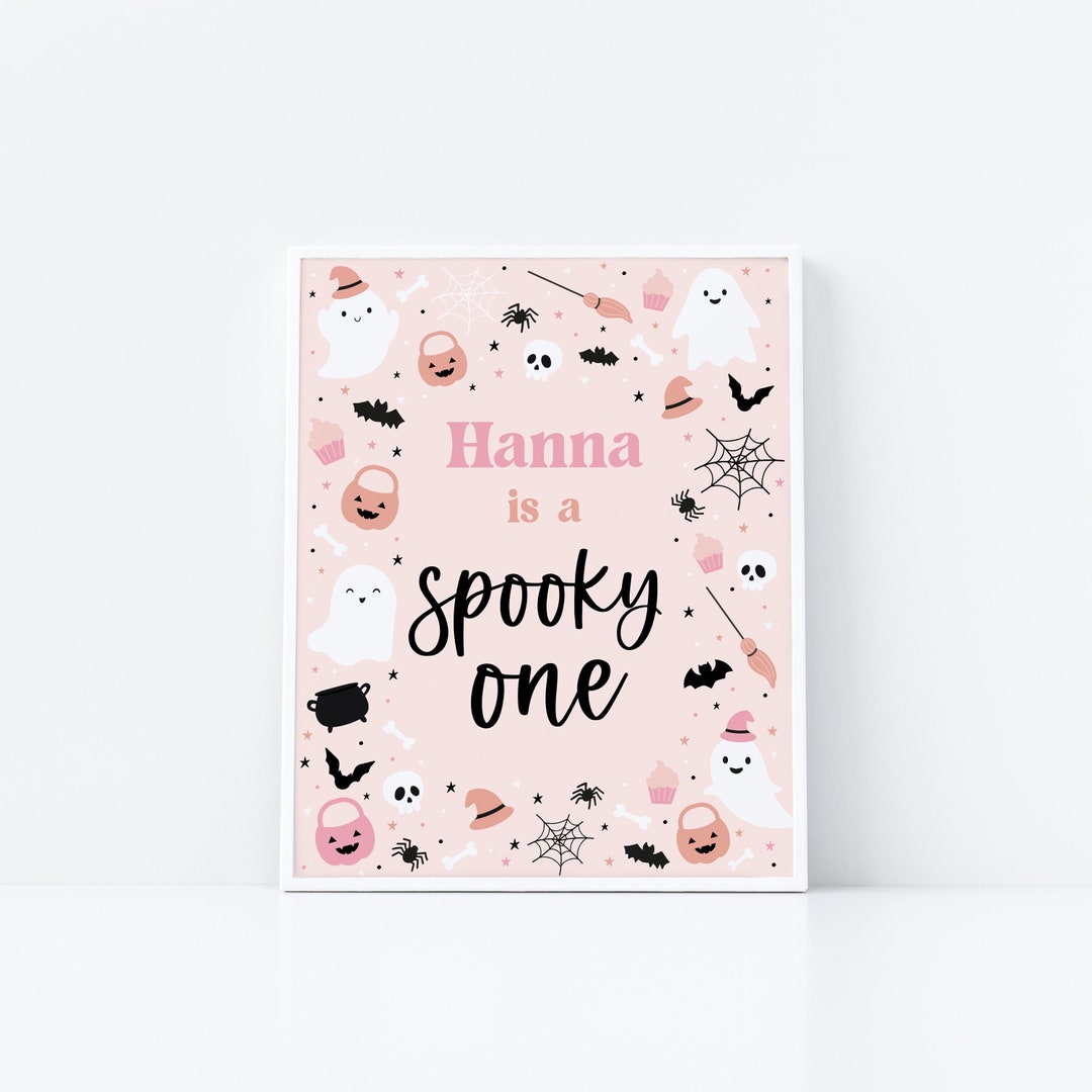 Editable Halloween Party Sign Template, Cute Pink Ghost Party Sign ...