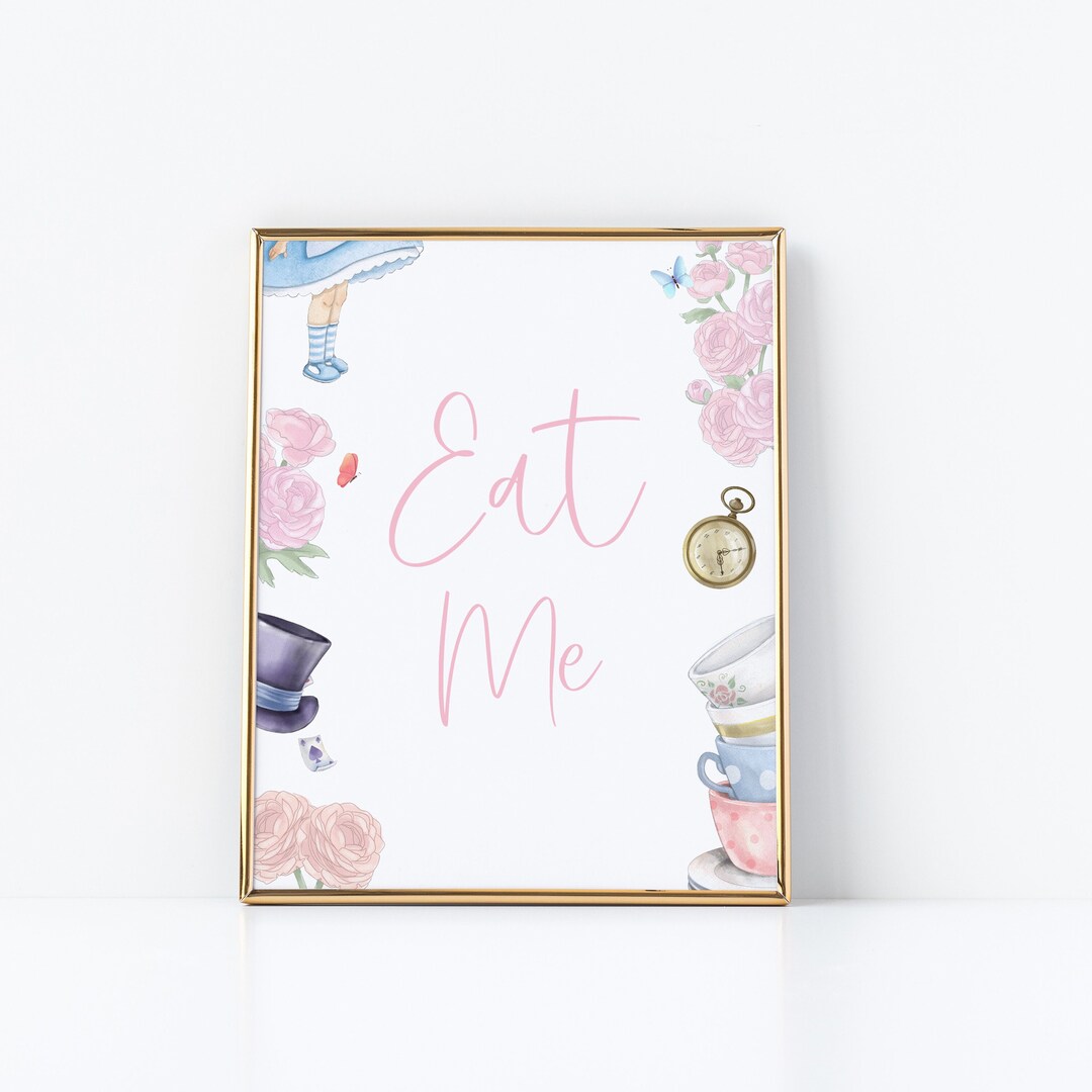 Onederland Eat Me Sign Template, Girl First Birthday Food Table Sign ...