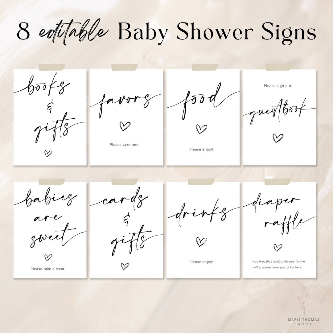 Baby Shower Sign Bundle, Baby Shower Signs, Minimalist Baby Shower ...