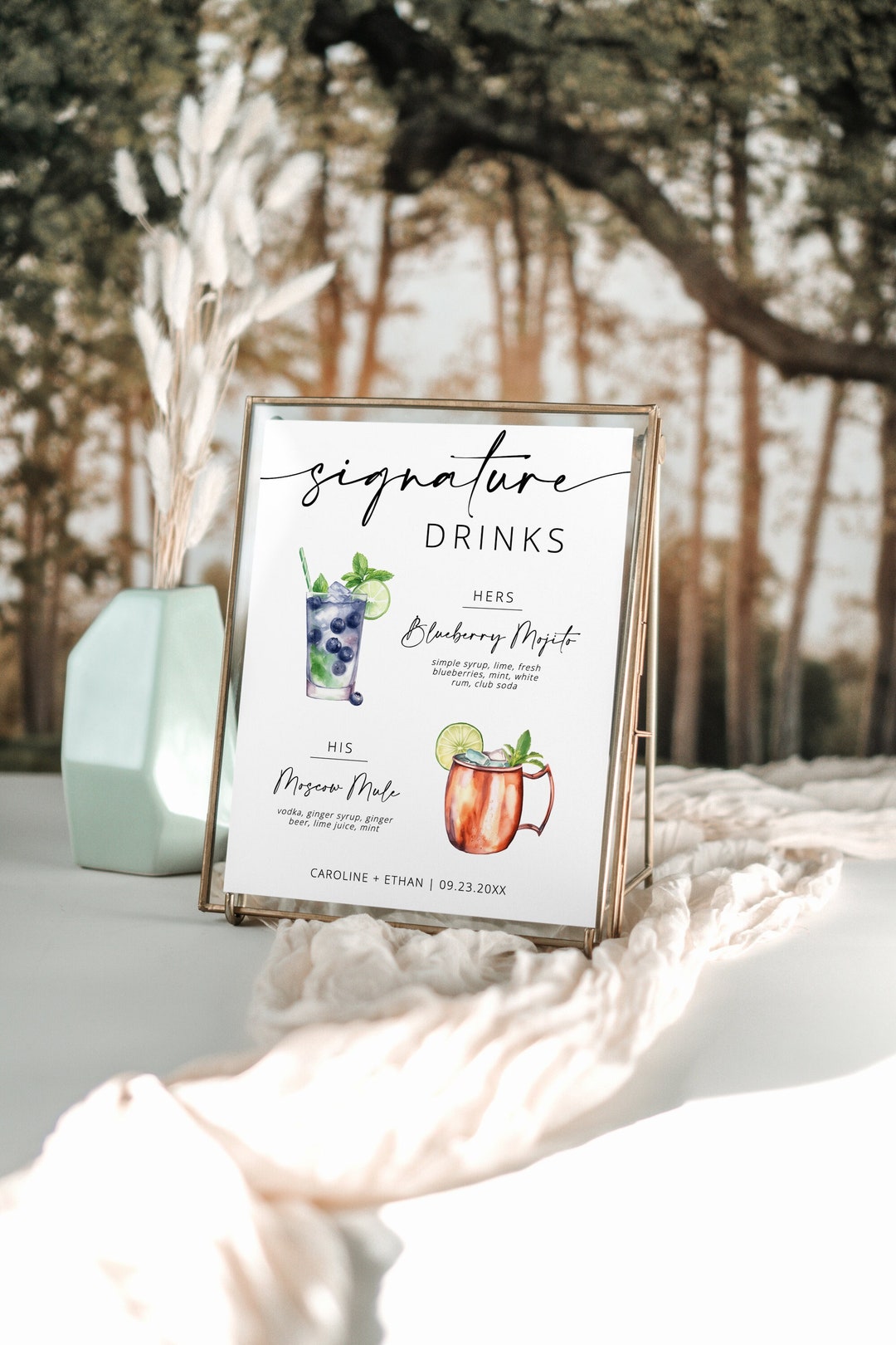 Signature Drink Sign, Modern Editable Drink Menu, Printable Bar Menu ...
