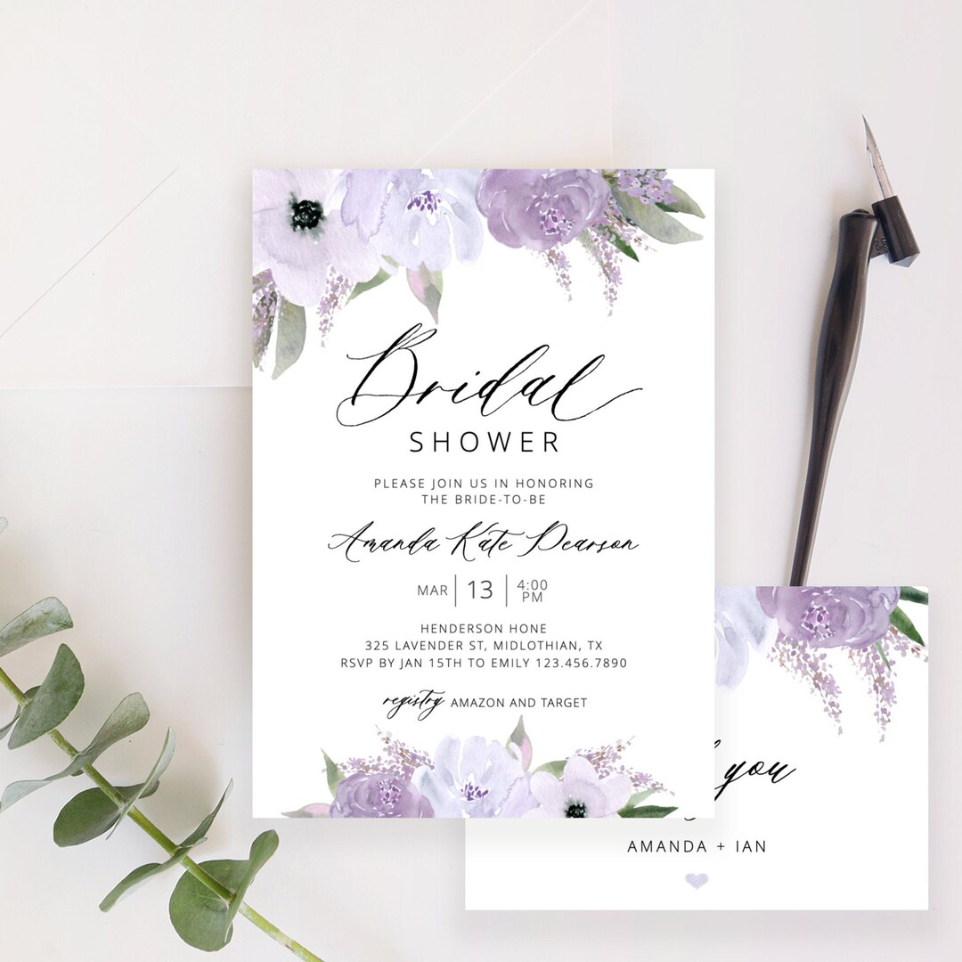 Lavender Bridal Shower Invitation Template, Bridal Shower Invite ...
