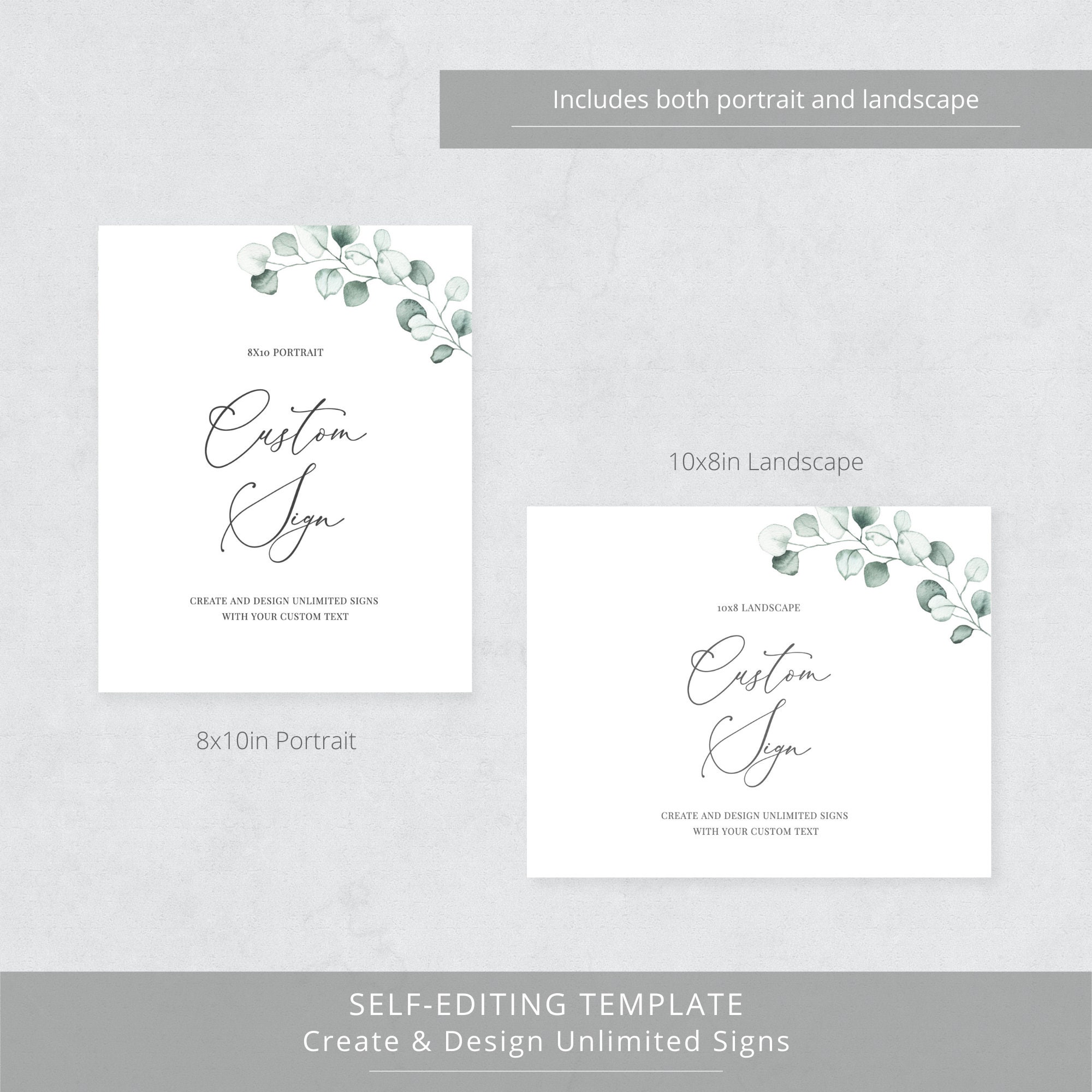 Custom Eucalyptus Wedding Sign Template, Greenery Wedding Sign Kit ...