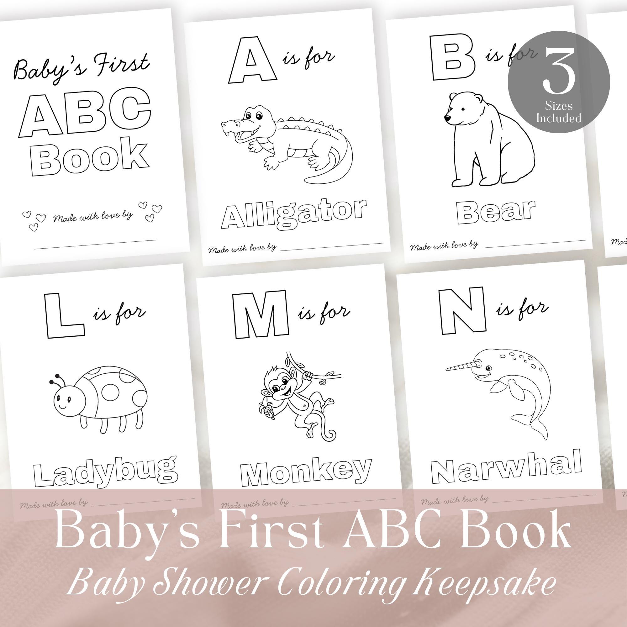 Baby's First ABC Animals Book, Alphabet Coloring Pages, Baby Shower ...