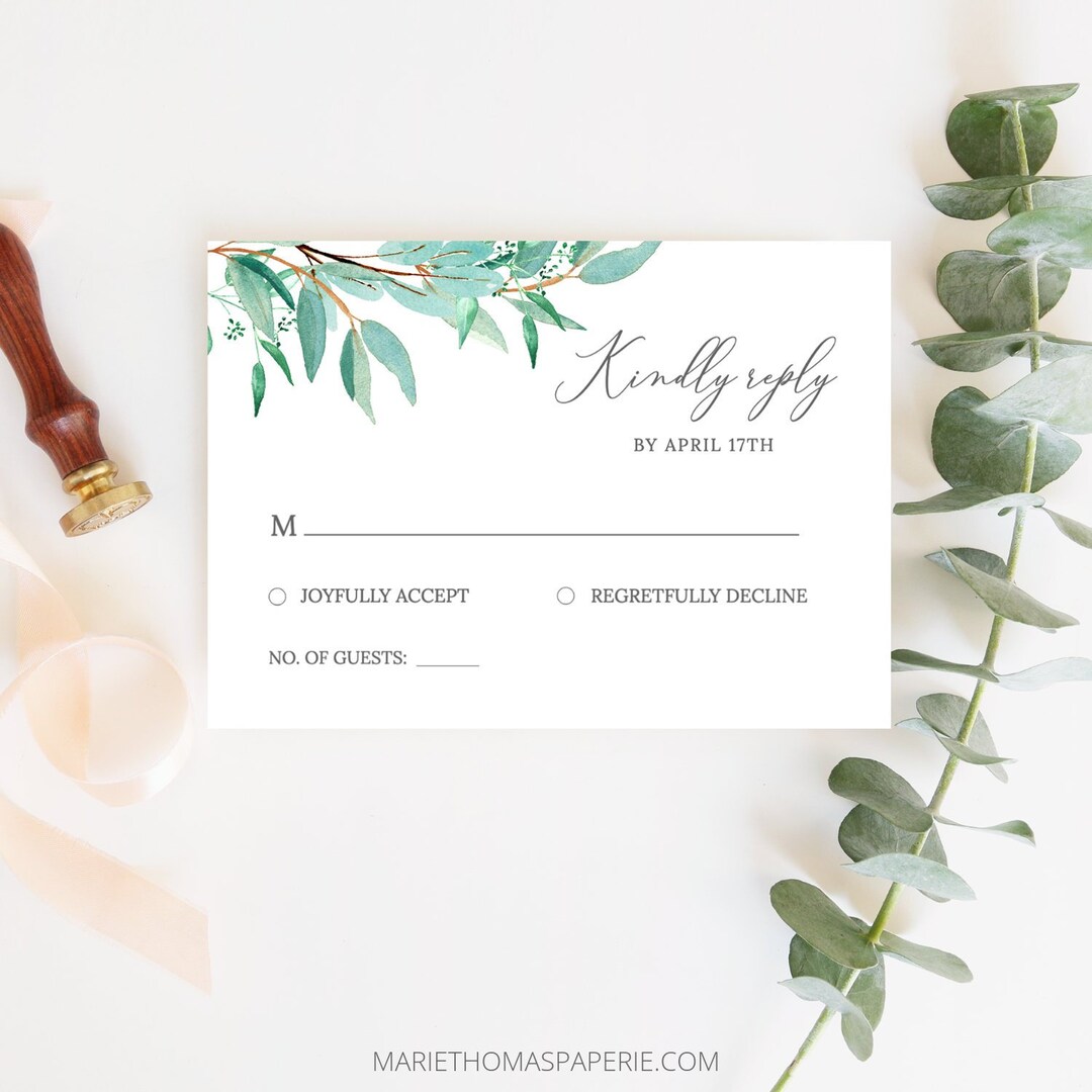 Laurelle RSVP Card Template, Wedding Insert, Bridal Shower Insert ...