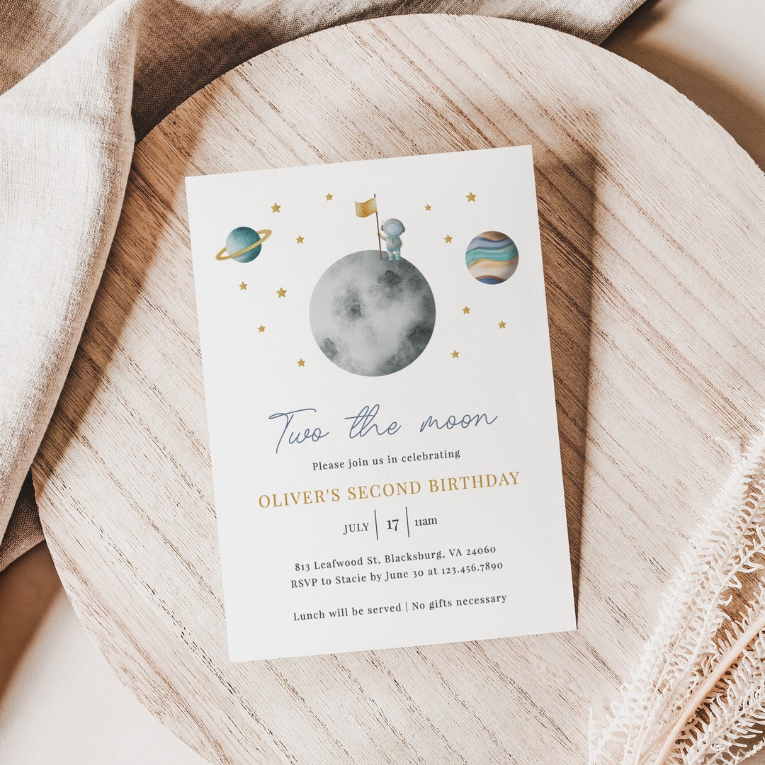 Apollo Moon Second Birthday Invitation Two the Moon - Etsy