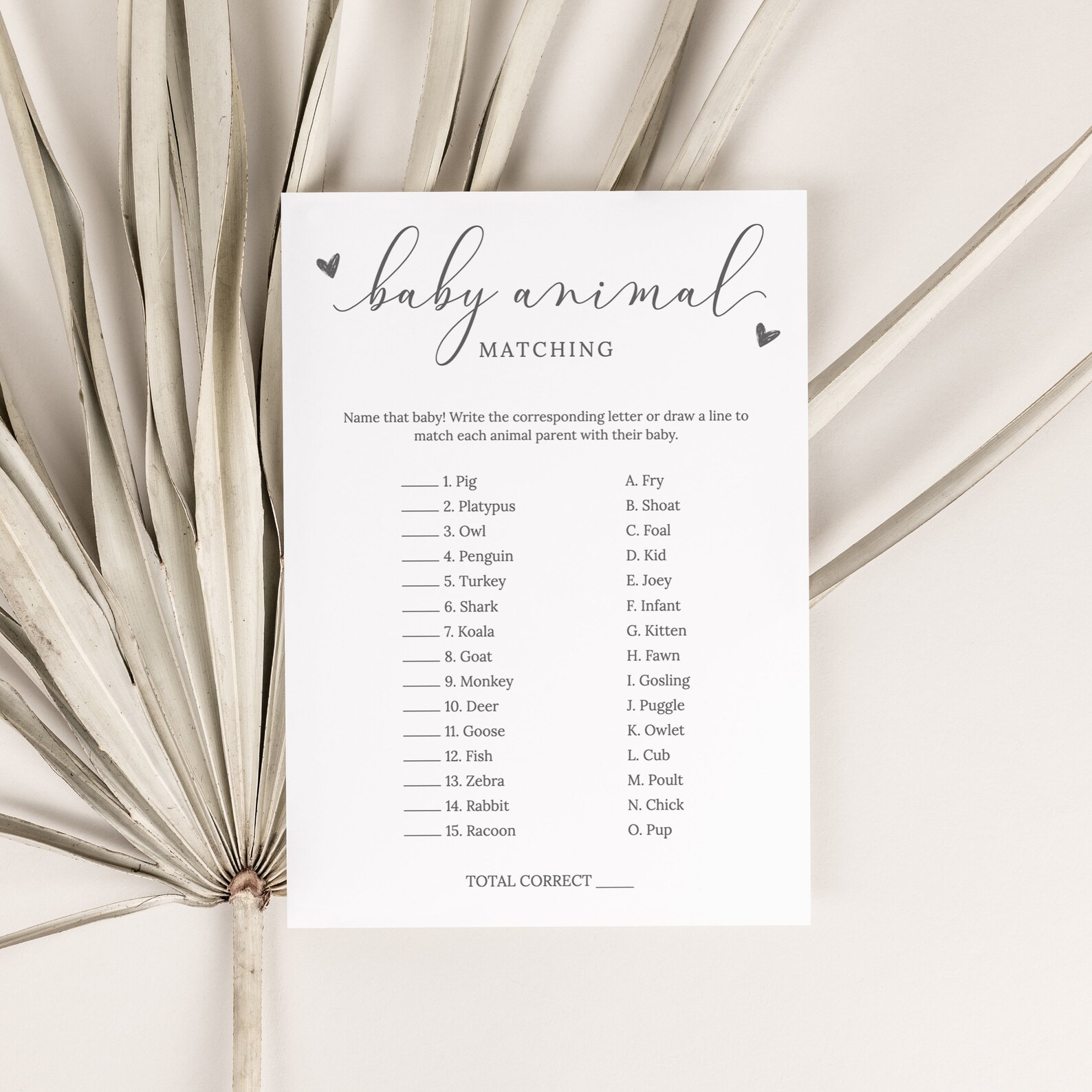 Baby Animal Matching Game, Baby Shower Games Printable, Match the Baby ...