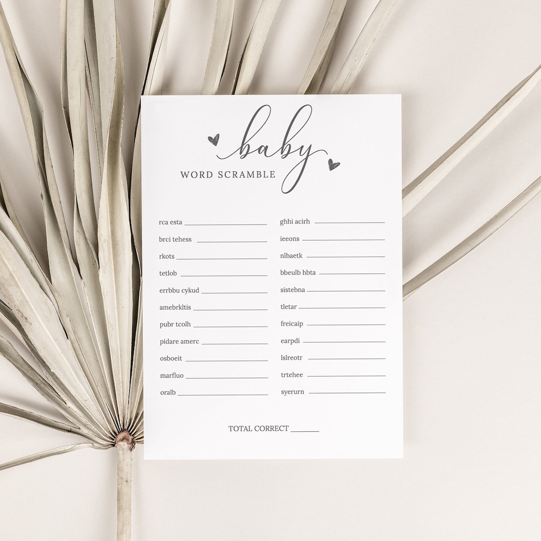 Baby Shower Word Scramble With Answer Key, Baby Shower Games Printable ...