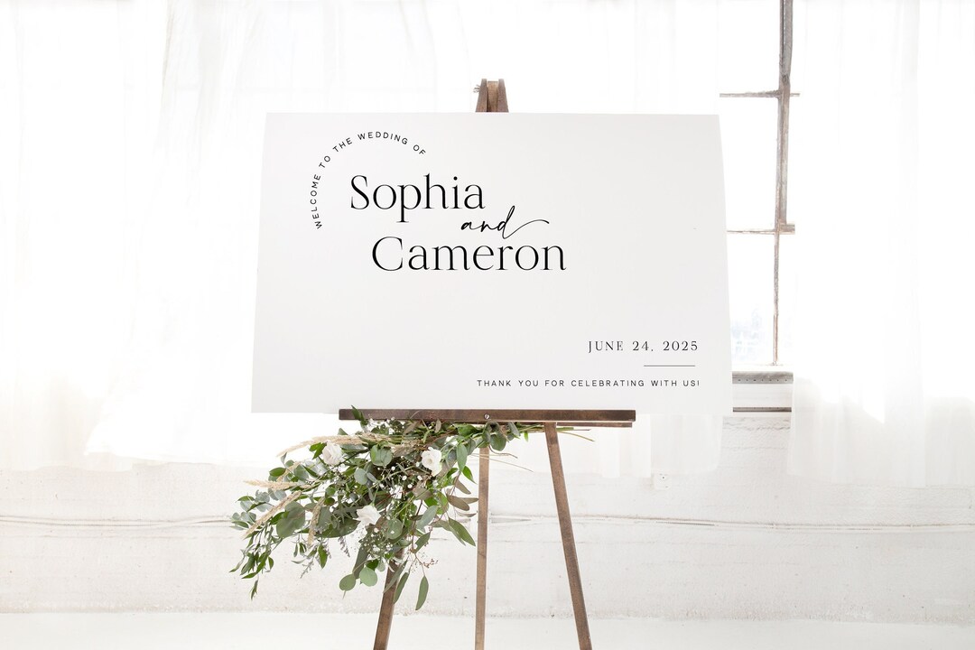 Editable Wedding Welcome Sign, Welcome to Our Wedding Sign, Modern ...