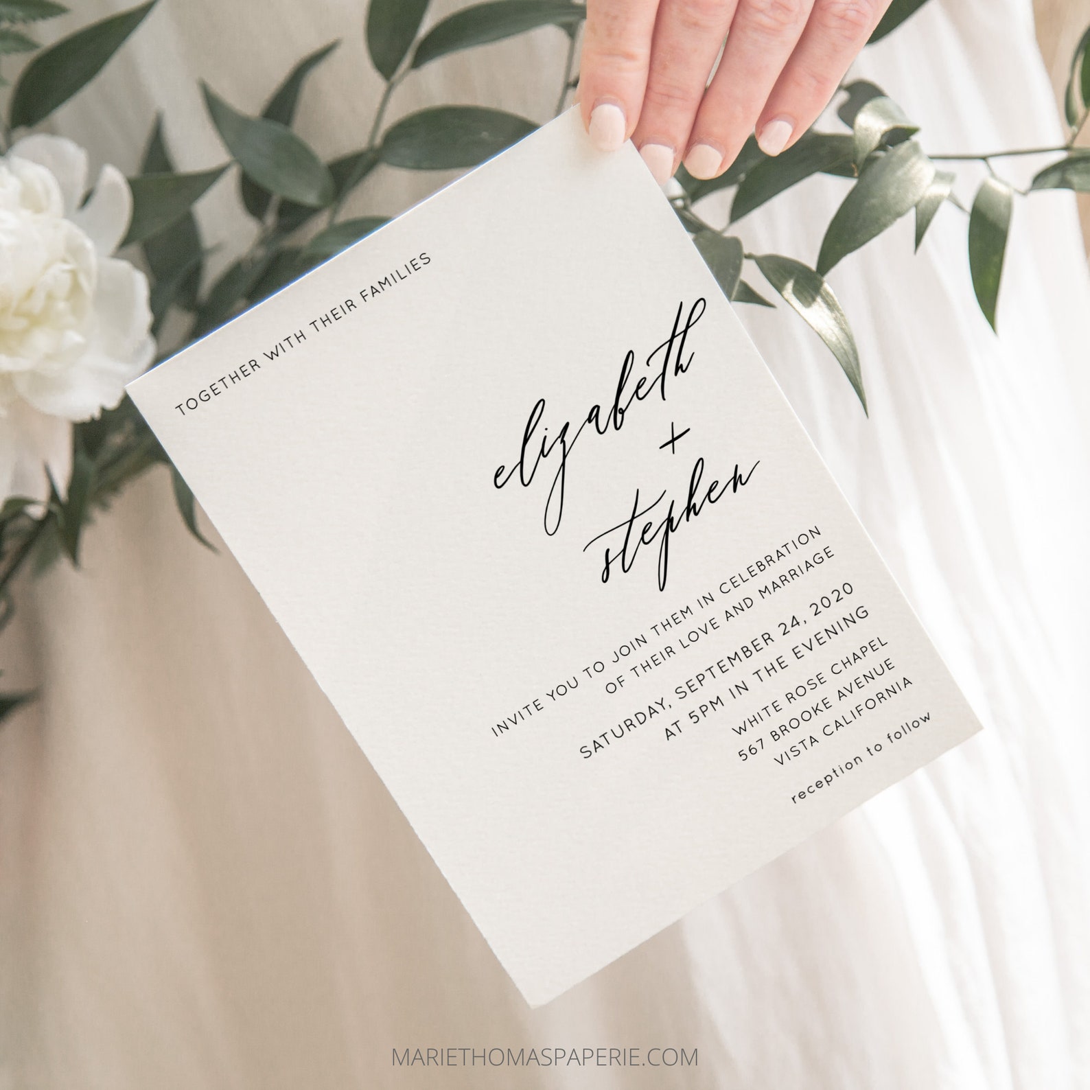 Wedding Invitation Template Download, Minimalist Modern Wedding ...
