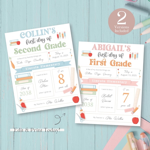 First Day of School Sign - Etsy