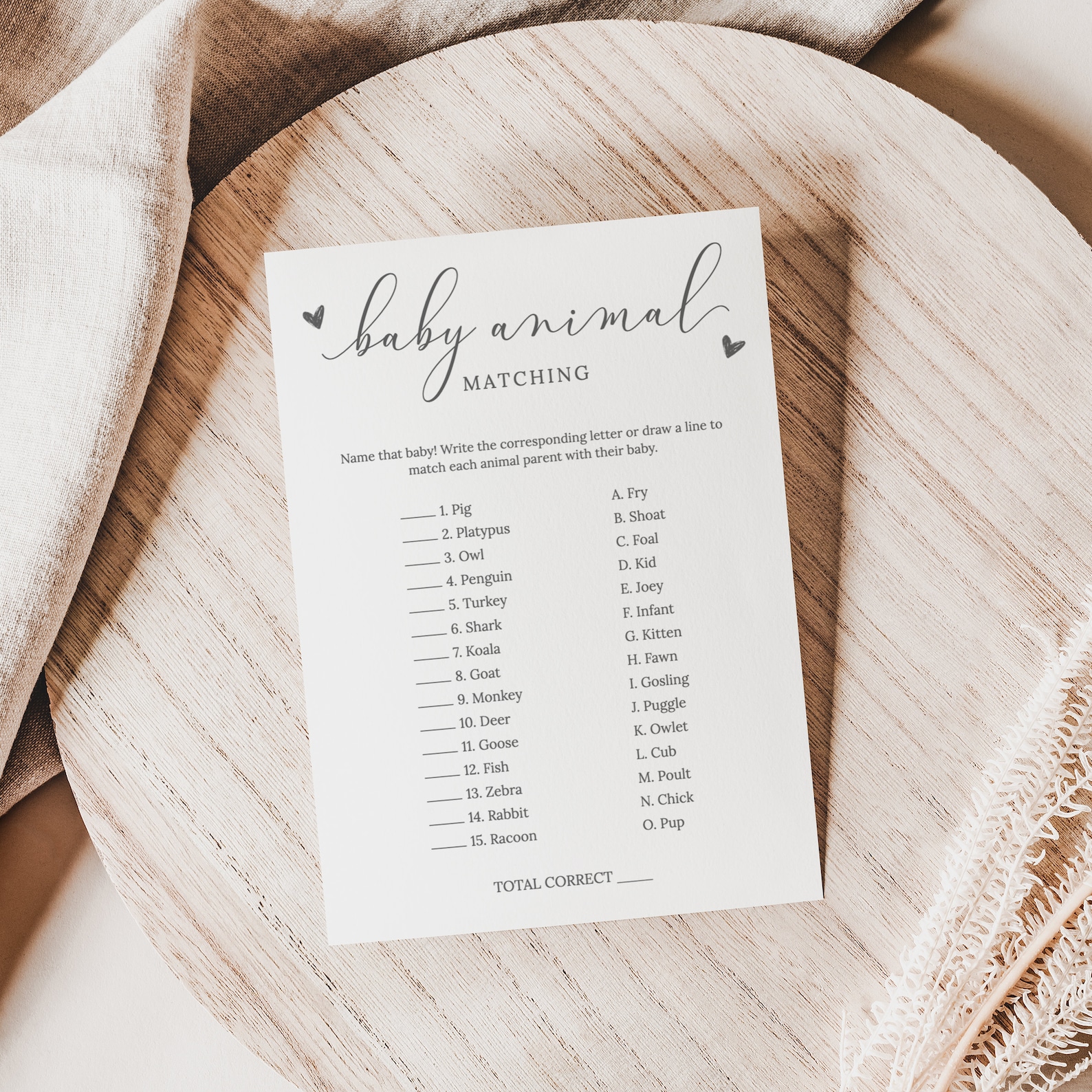 Baby Animal Matching Game, Baby Shower Games Printable, Match the Baby ...