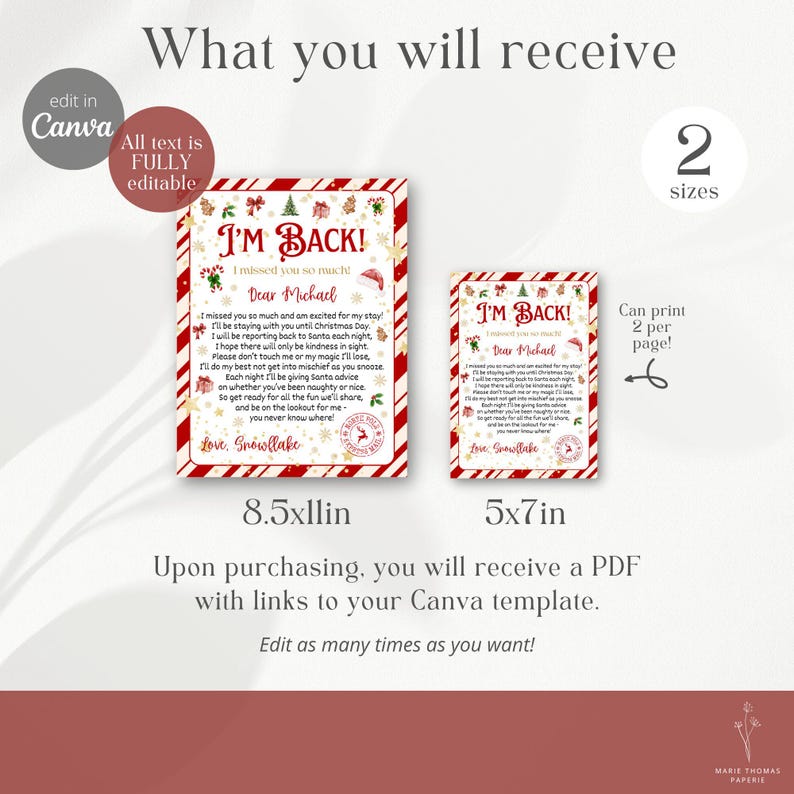 Editable Christmas Elf Letter Template, Elf Arrival, Canva (digital ...