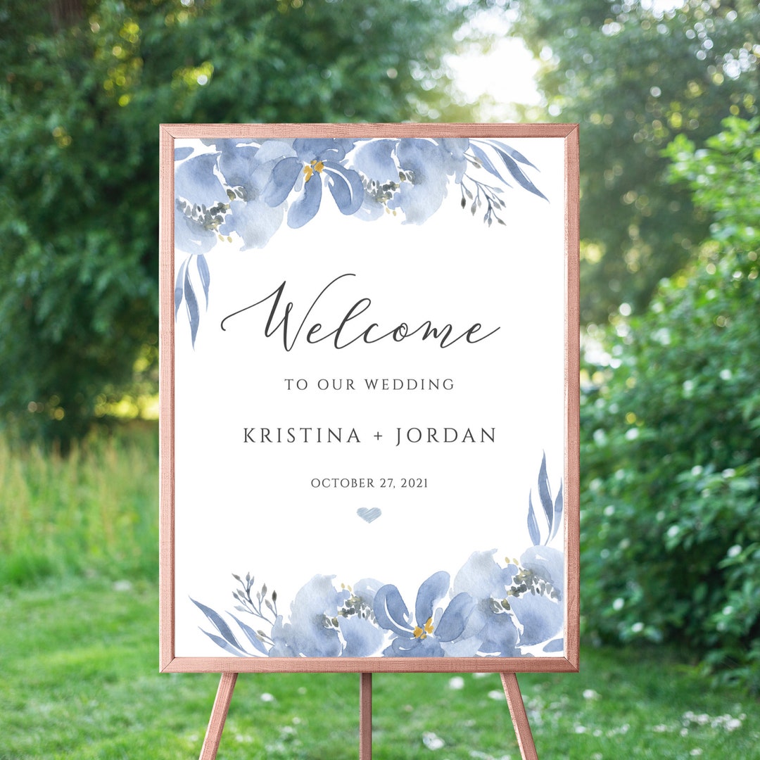 Floral Wedding Welcome Sign, Welcome to Our Wedding Sign, Soft Dusty ...