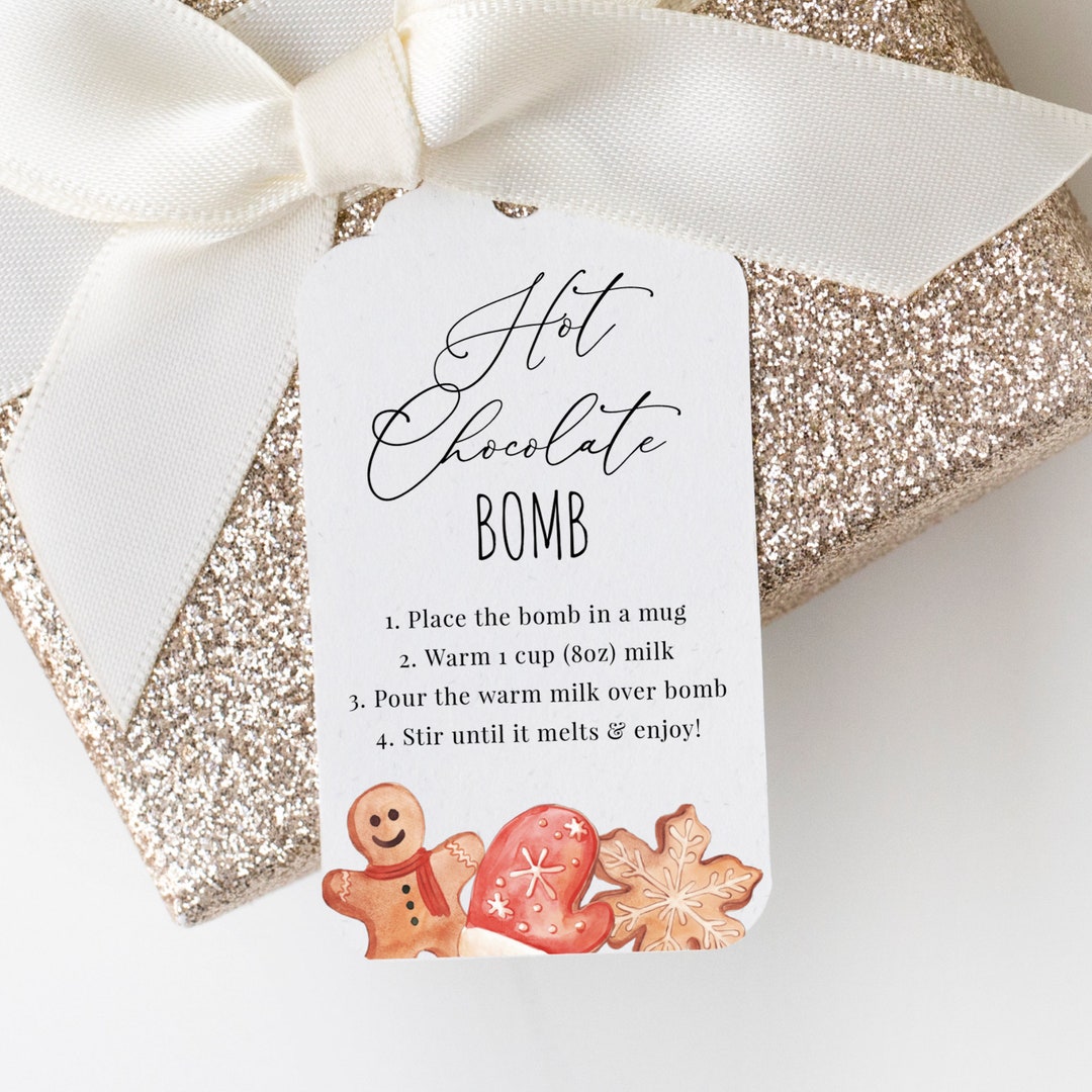 Christmas Hot Chocolate Bomb Tag, Printable Hot Cocoa Favor Tags, Hot ...