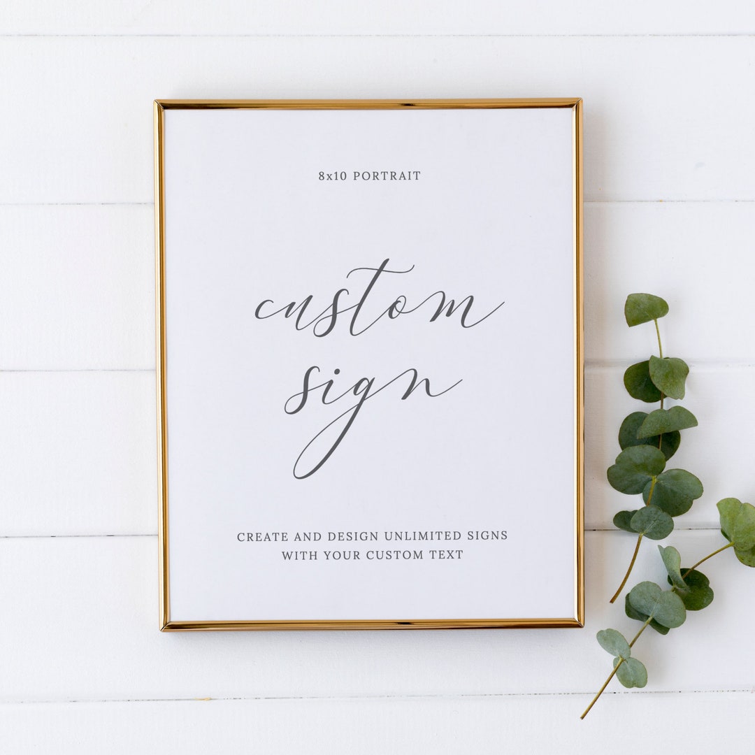 Custom Wedding Sign Template, Elegant Script Wedding Sign Kit, Create ...