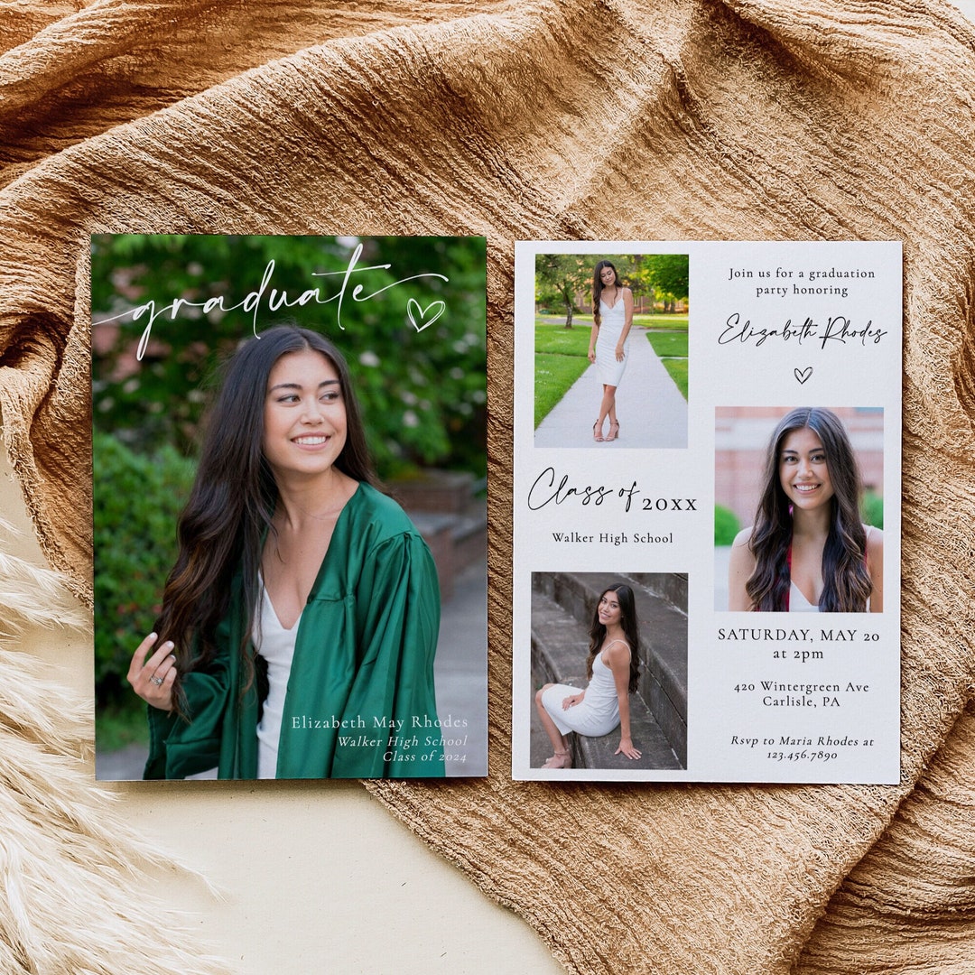 Editable Graduation Invitation Template, Modern Graduation Announcement ...