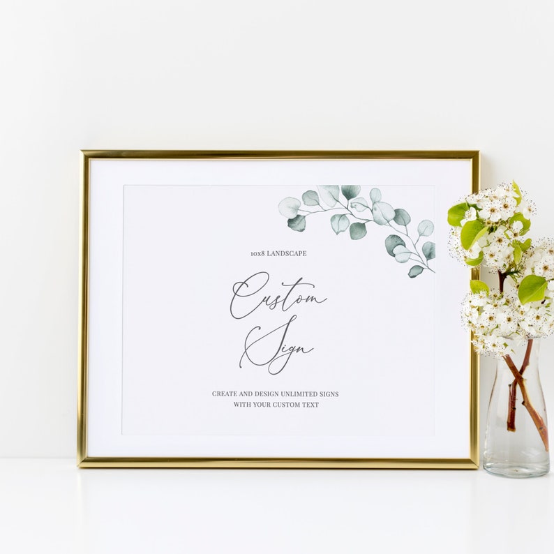 Custom Eucalyptus Wedding Sign Template, Greenery Wedding Sign Kit ...