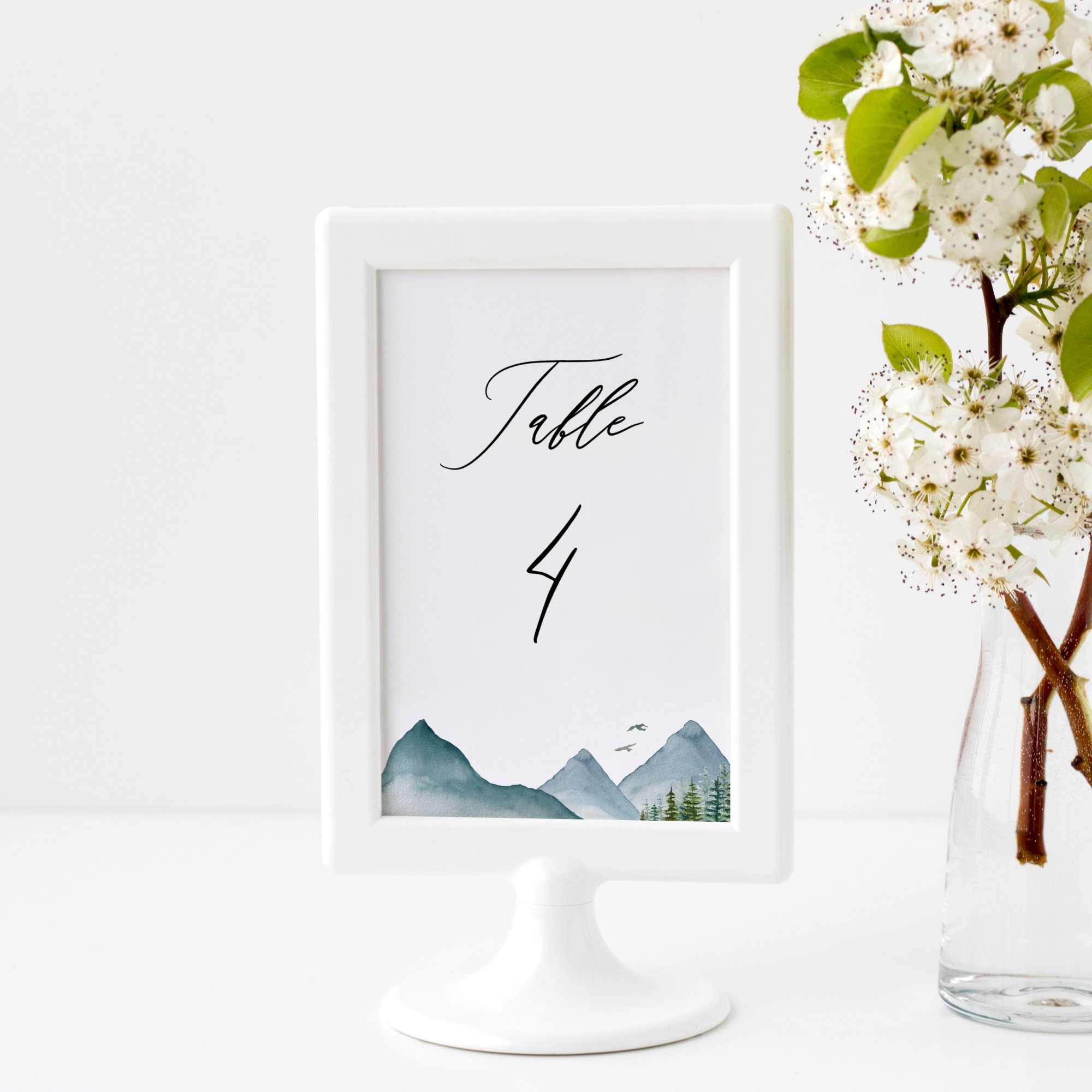 Clara Mountain Wedding Table Number Template Woodland | Etsy