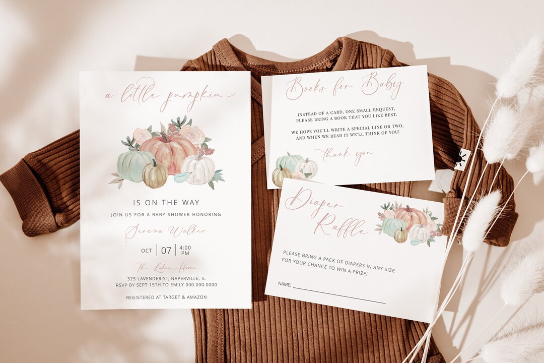 Editable A Little Pumpkin Baby Shower Invitation Template, Pink Pumpkin ...