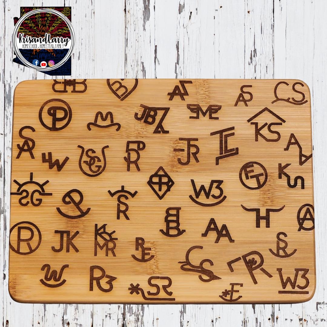 Mini 8x6 Cutting Board – Cattle Brand Design – Western Bamboo Board for ...