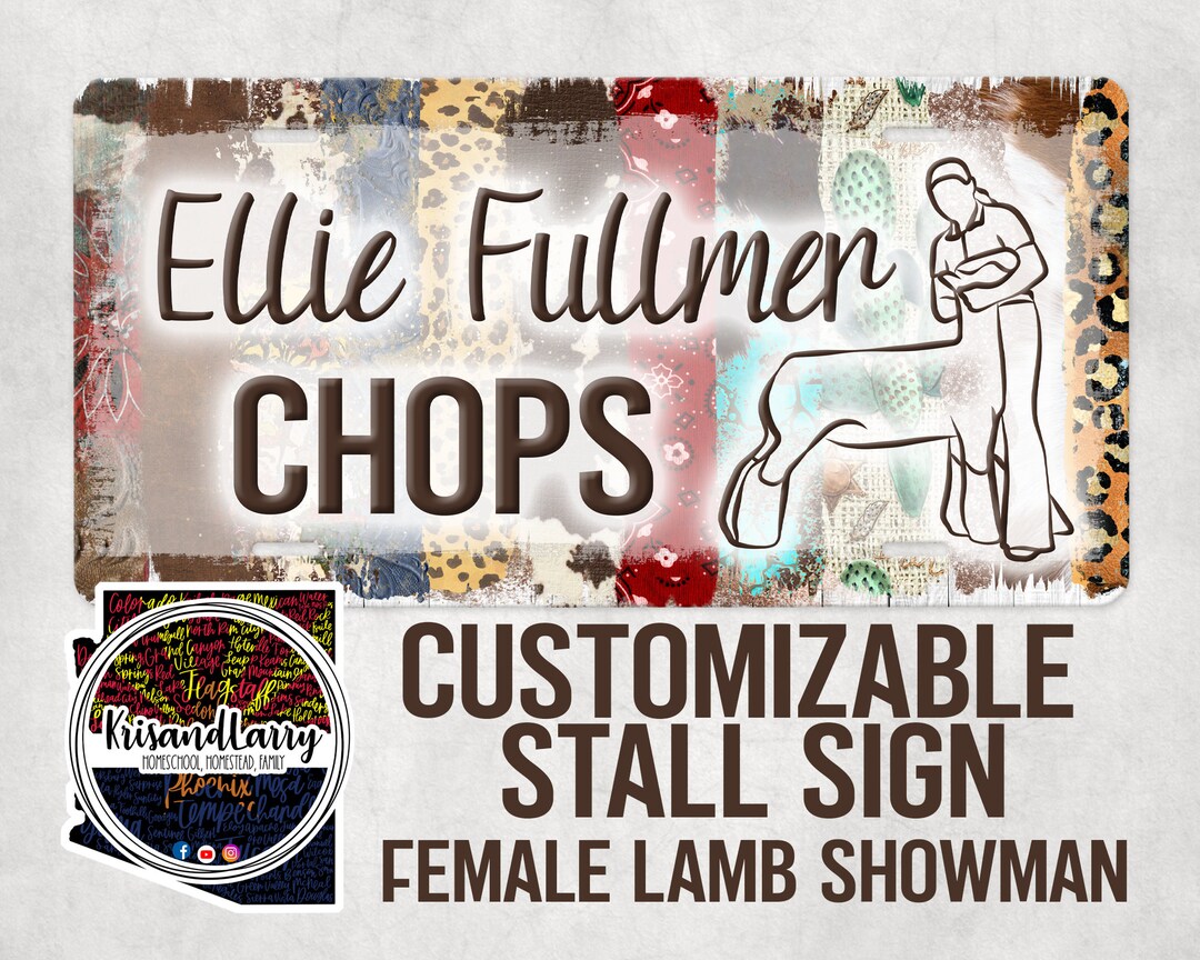 Custom Lamb Showman (FEMALE) Stall Sign - License Plate - Etsy