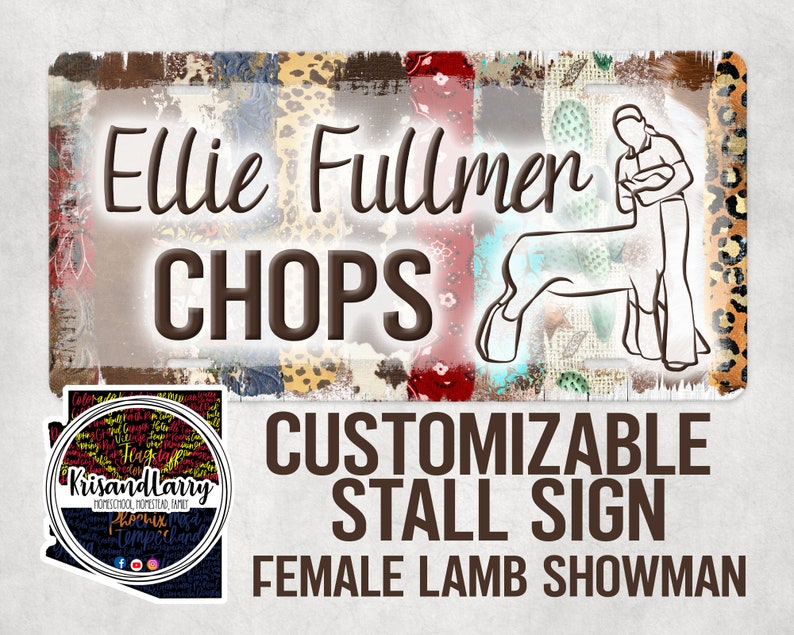 Custom Lamb Showman (FEMALE) Stall Sign - License Plate - Etsy