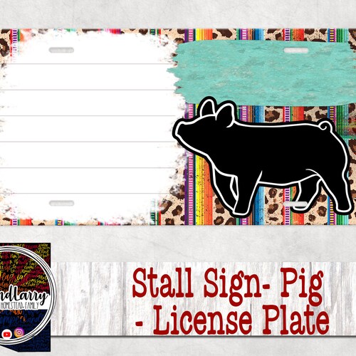 Custom License Plate Stall Sign Livestock Pig Swine Hog - Etsy