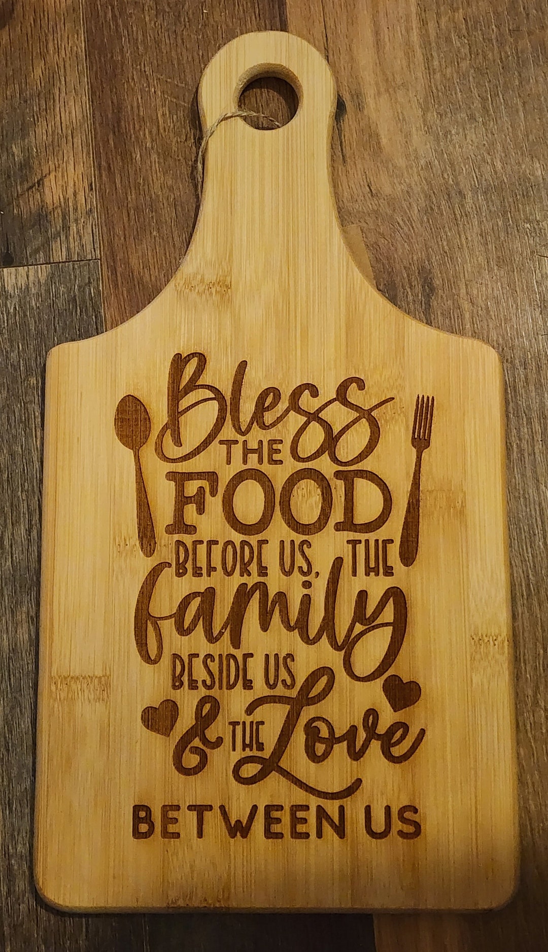 Bless This Food Bamboo Cutting Board, Serving Board, Christian Prayer ...